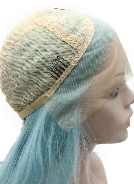 Long Wavy Synthetic Lace Front Light Blue Wig – MX Angel Wig