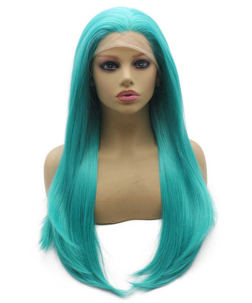 28inch Long Straight Turquoise Teal Blue Lace Front Synthetic Wig – MX ...